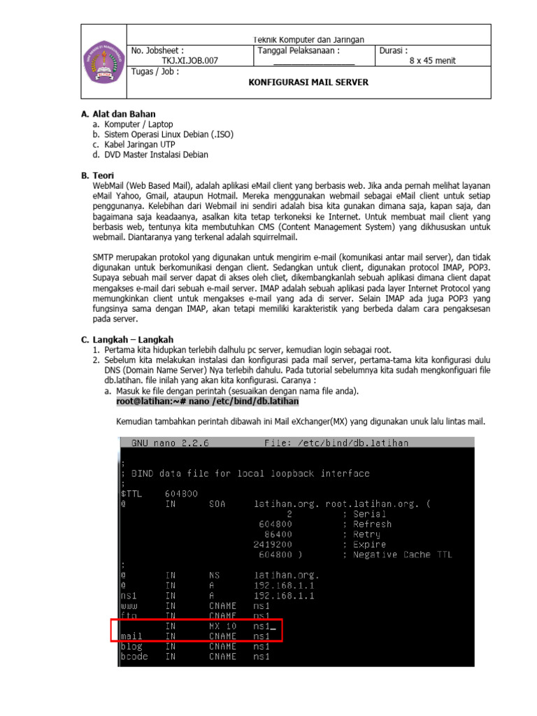 Jobsheet 07 Konfigurasi Mail Server | PDF | Komputer
