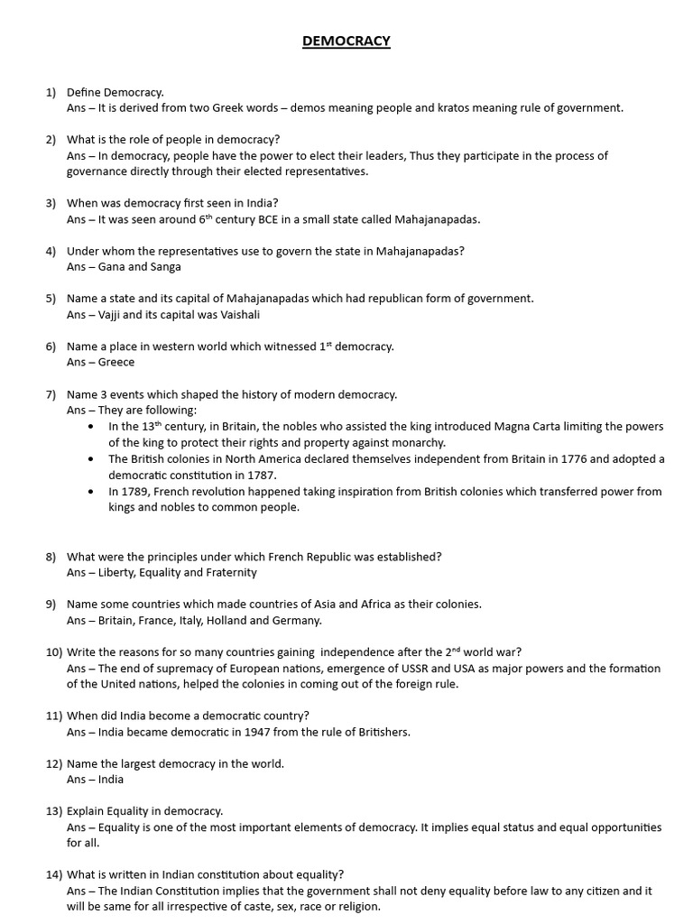 DEMOCRACY | PDF | Democracy | Political Ideologies