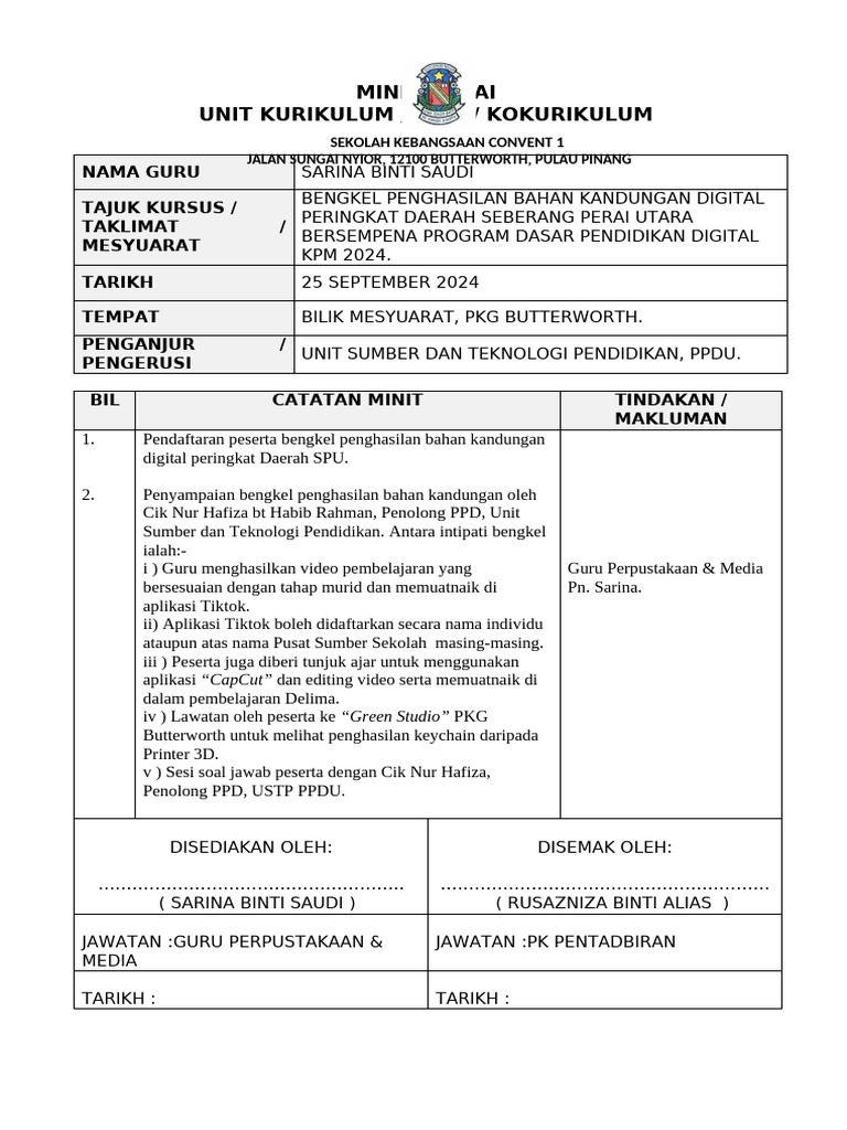 TEMPLATE MINIT CURAI (1) .Doc SARINA | PDF