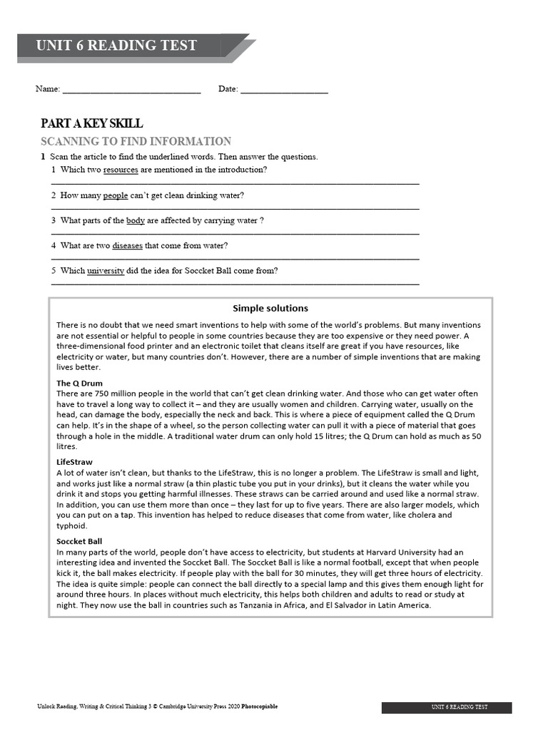 UL2v2_L3_TST_RW_U06 | PDF | Water | Linguistics