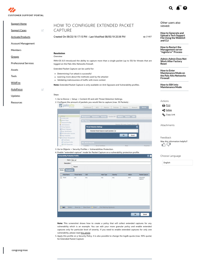How To Configure Extended Packet Capture - Knowledge Base - Palo Alto ...