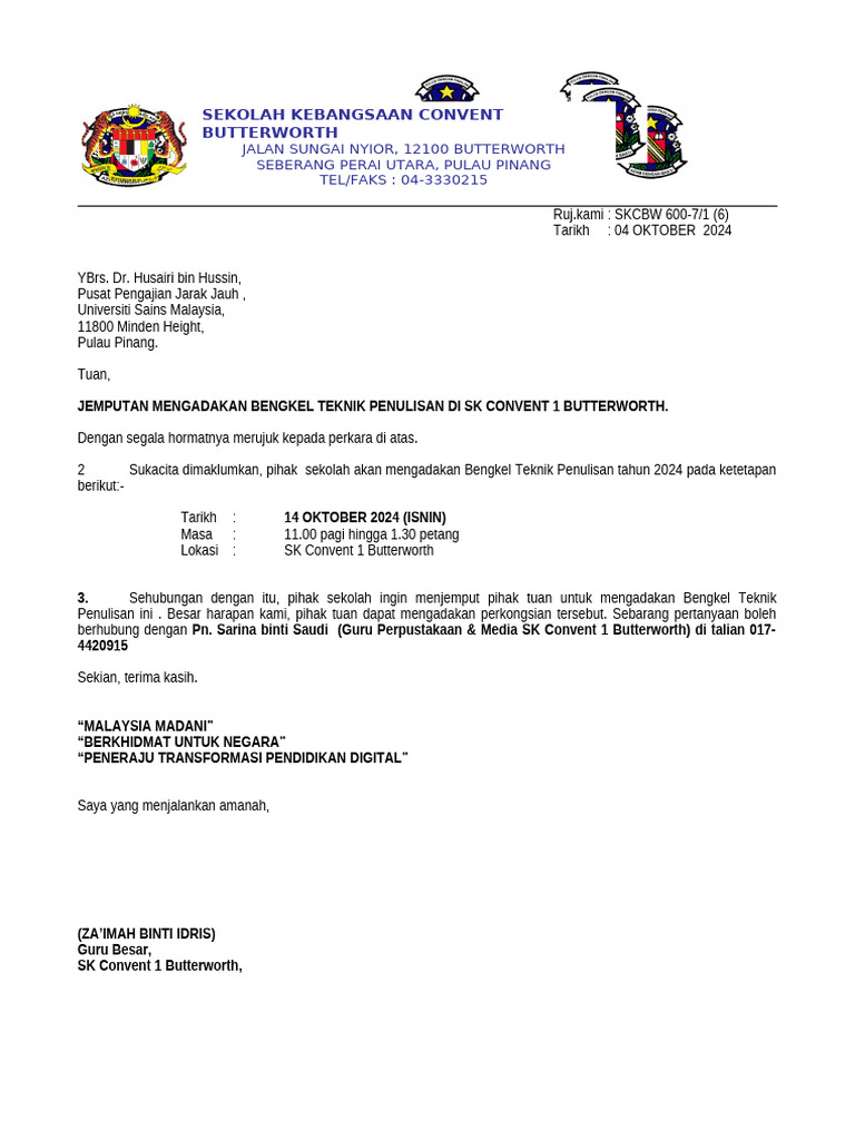 Surat Jemputan Program Penulisan | PDF