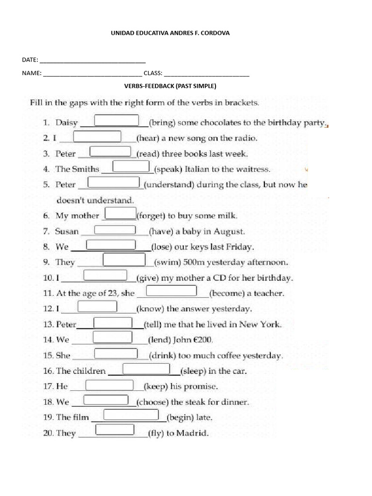 Feedback - Verbs | PDF