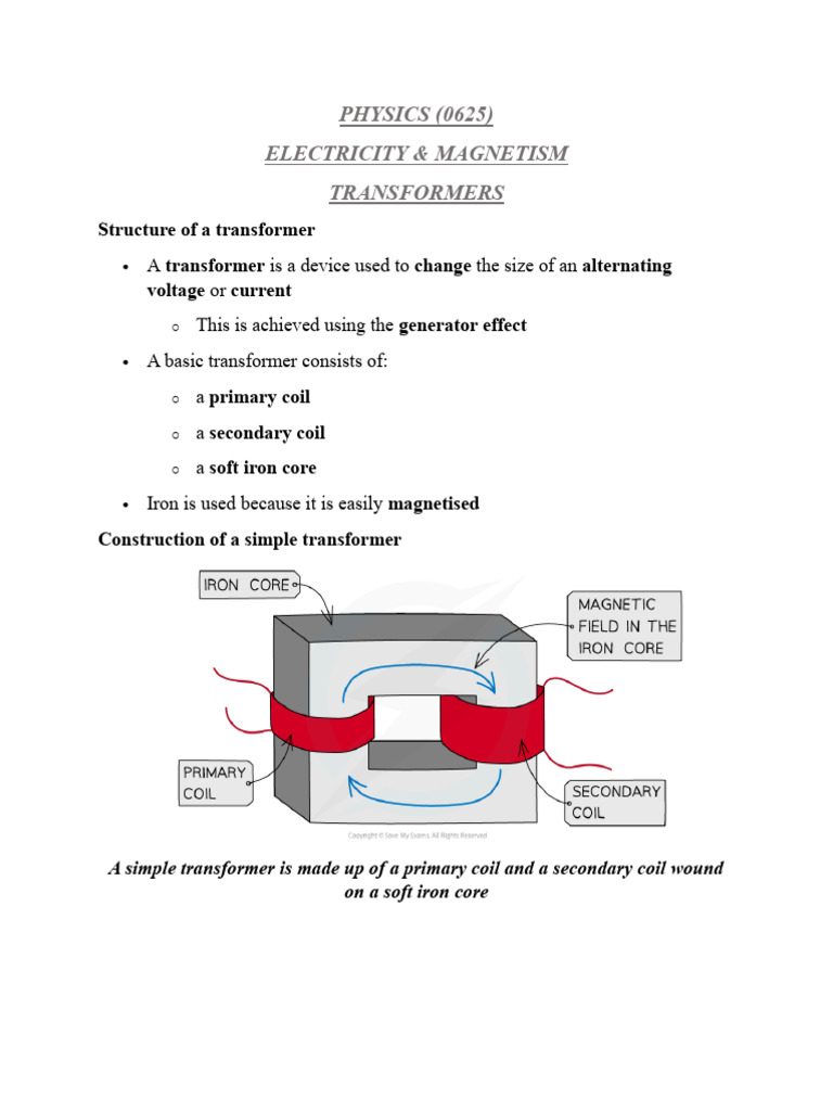 Transformers & DC - Motors - (Electricity&magnetism) - Notes - 03 | PDF ...