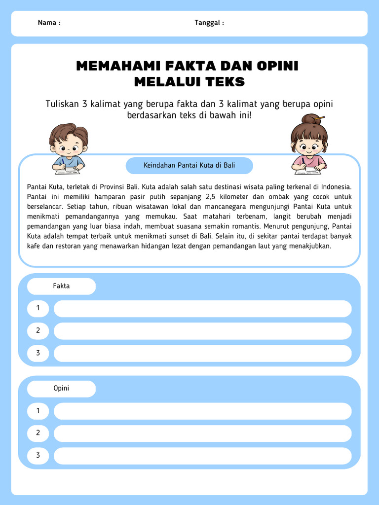 LKPD Memahami Kalimat Fakta Dan Opini. | PDF