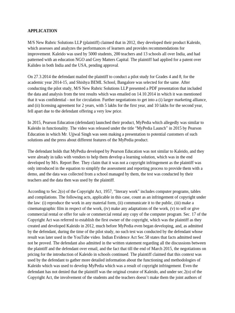 IRAC Assignment | PDF | Copyright Law Of The United States | Copyright