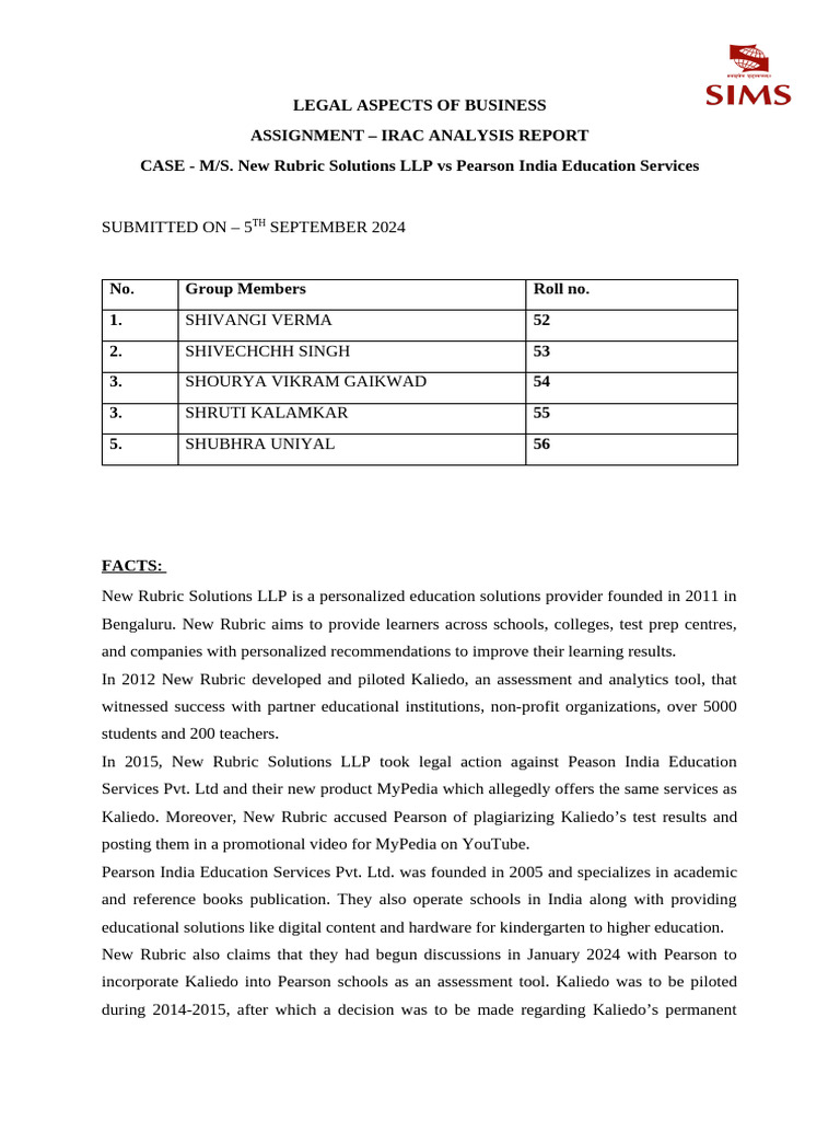 B - 10 - IRAC Report | PDF | Non Disclosure Agreement | Copyright