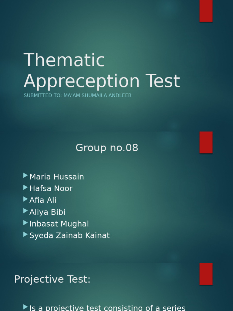 Thematic Apperception Test Overview | PDF | Validity (Statistics ...