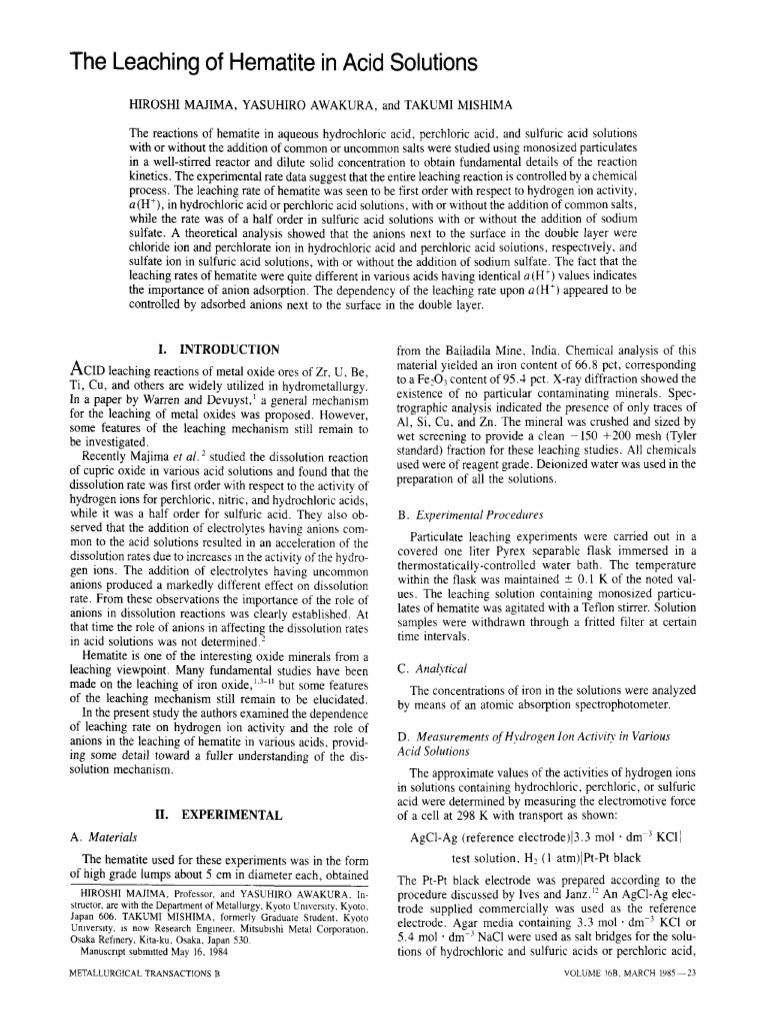 Majima 1985 | PDF | Acid | Sulfate