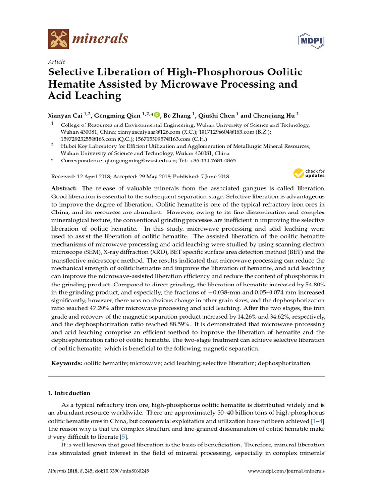 Cai 2018 | PDF | Iron | Iron Ore