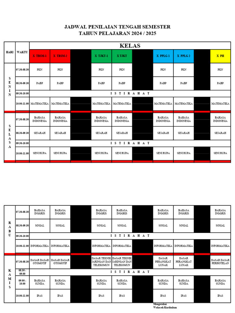 Jadwal Sts Ganjil 2024 | PDF