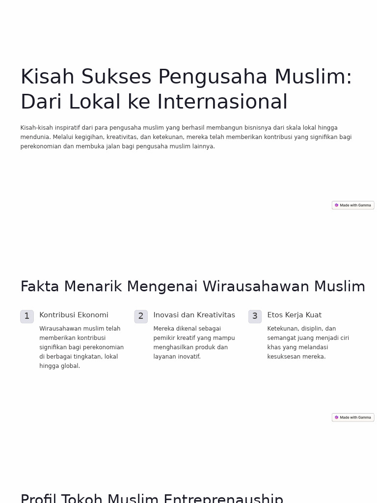 Kisah Sukses Pengusaha Muslim Dari Lokal Ke Internasional | PDF | Bisnis