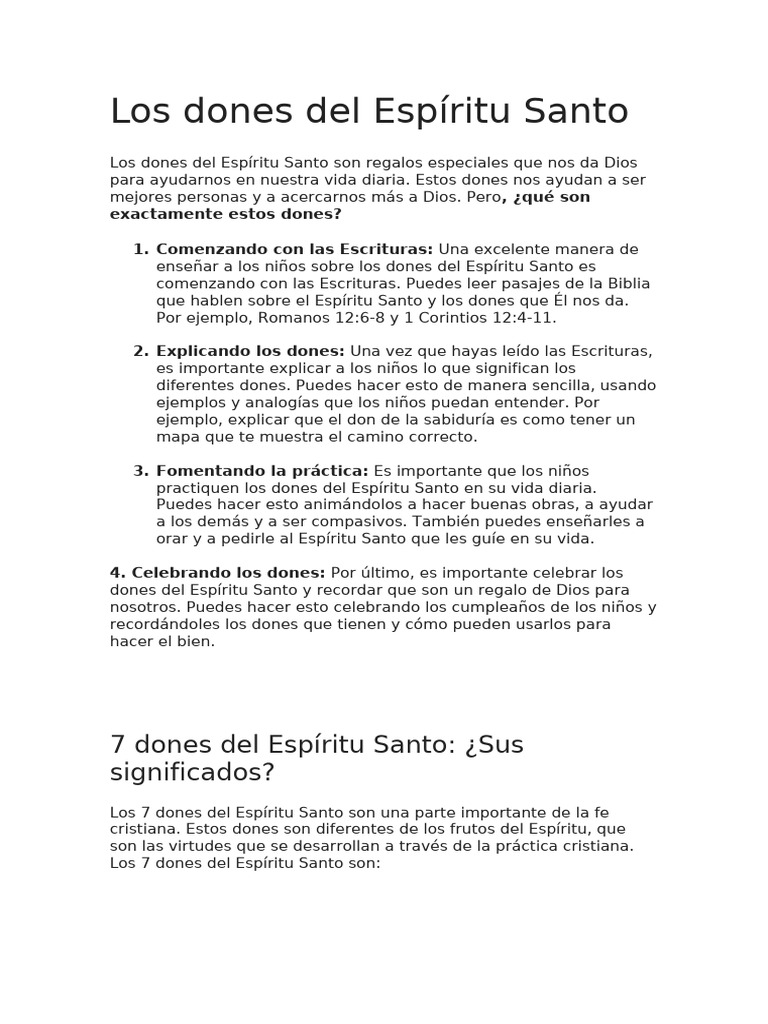 Los Dones Del Espíritu Santo | PDF | Fe | Santo