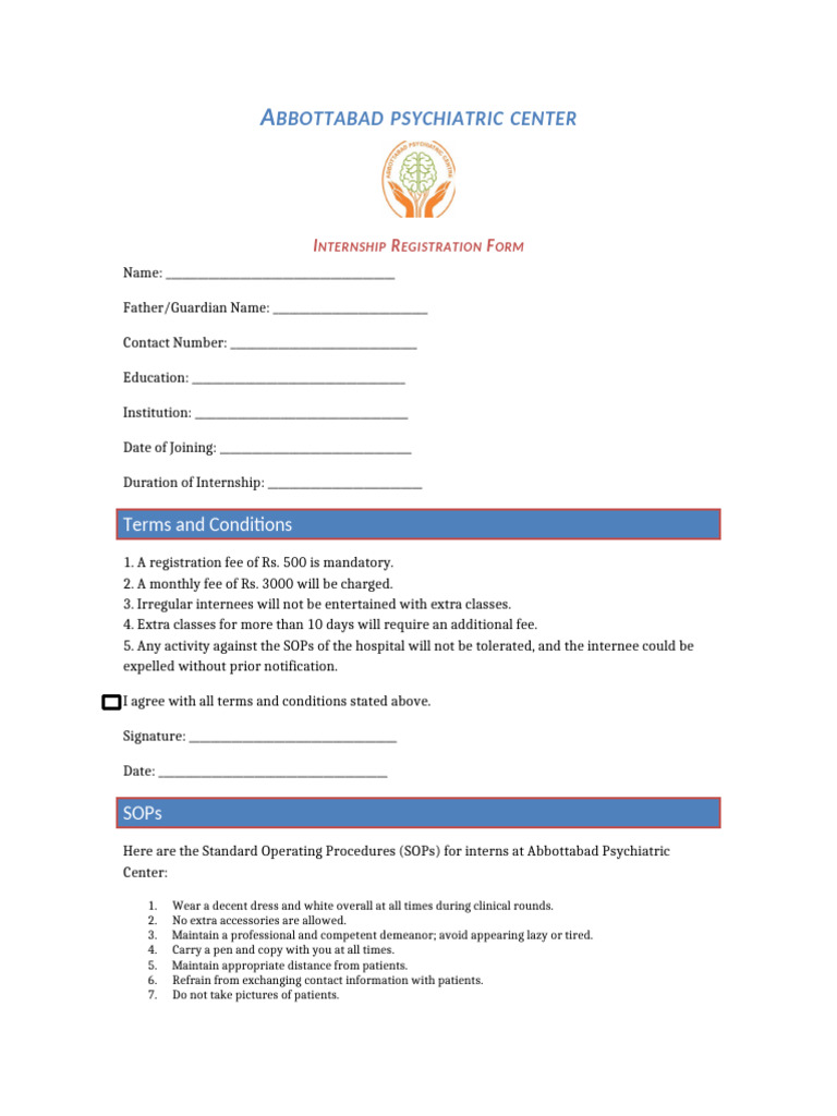 Internship Registration Form | PDF | Lifestyle