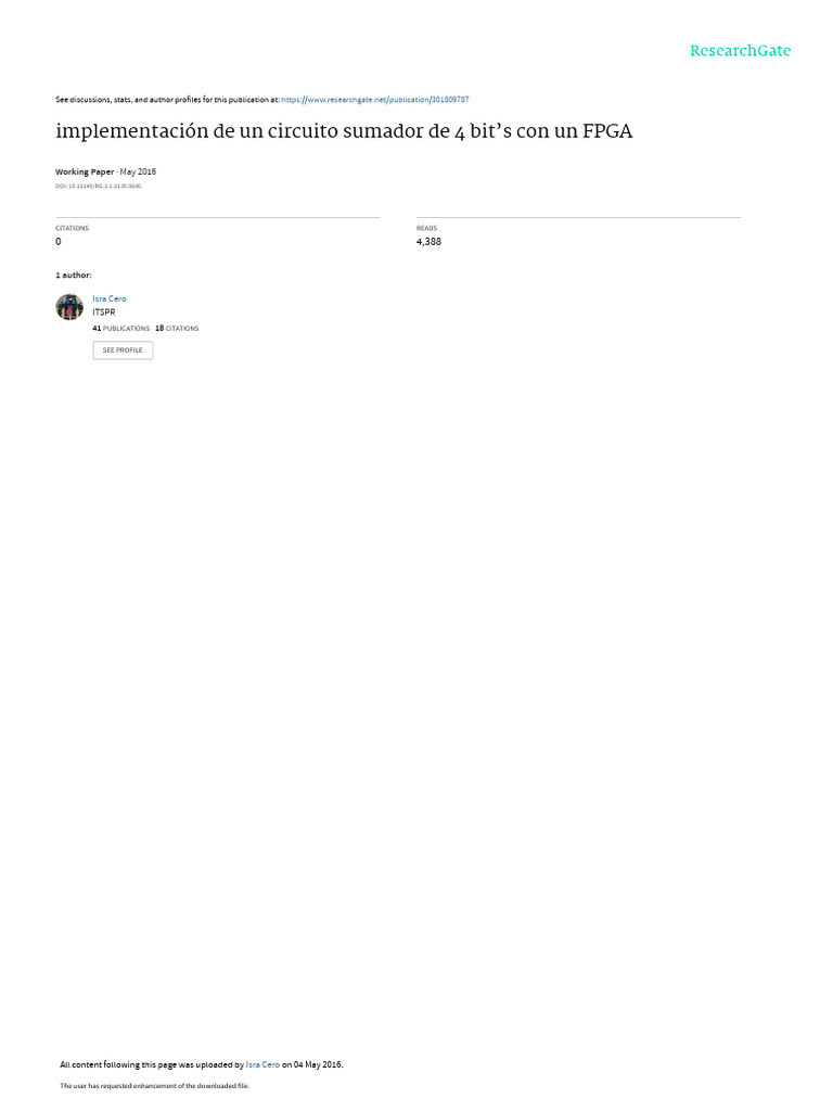 Implementacion de Un Circuito Sumador de 4 Bits Con Un FPGA | PDF | Arreglos de compuertas ...