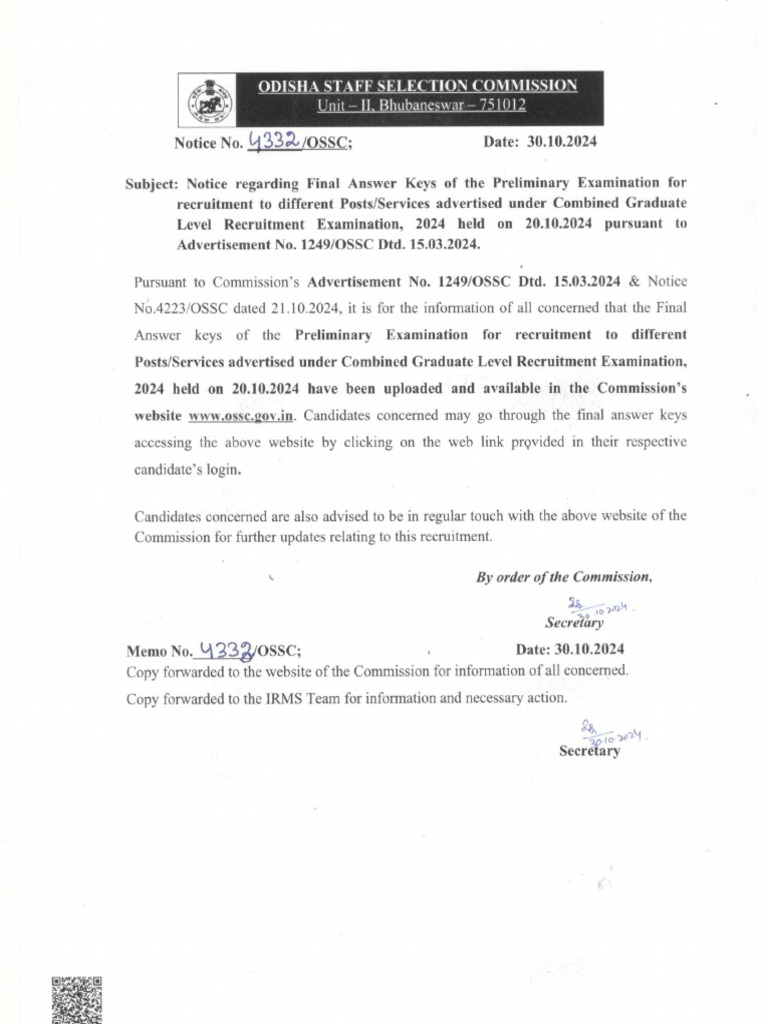 Notice Ginal CGL 2024 | PDF