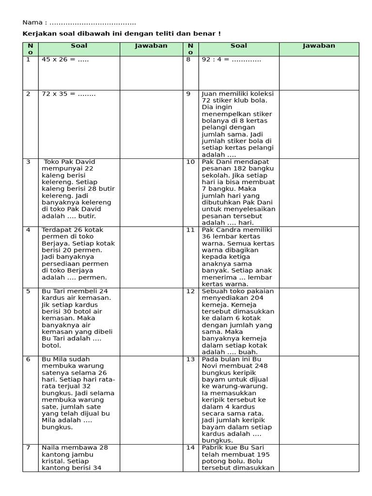 Tts Ipas Dan Soal Perkalian | PDF