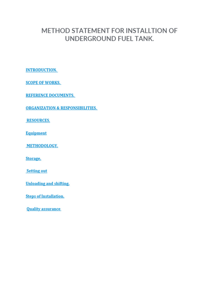 Underground Fuel Tank Installation Method | PDF | Occupational Safety ...