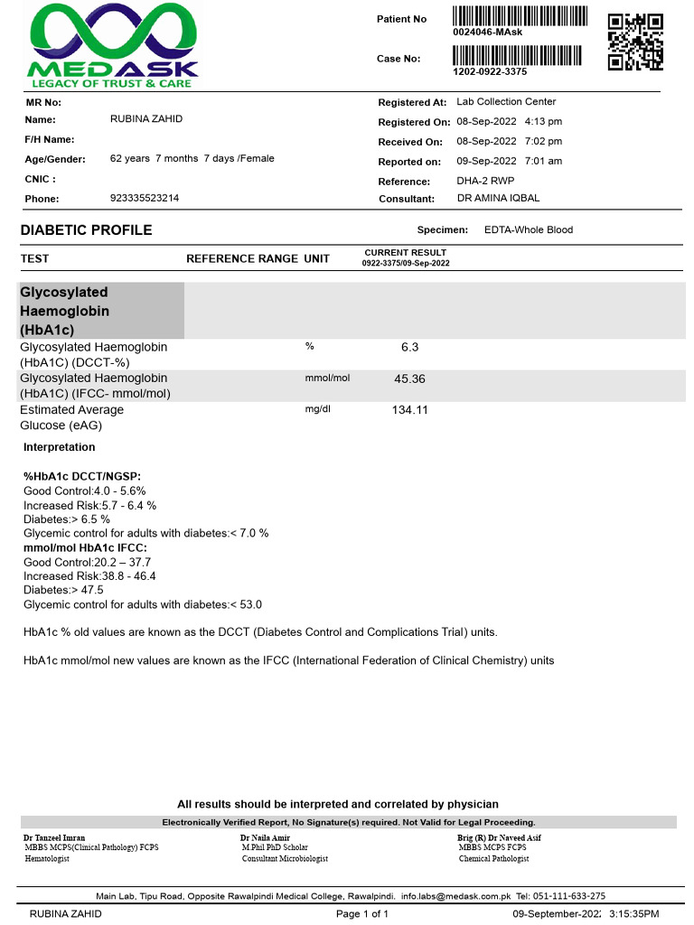 Normal Test Report | PDF | Glycated Hemoglobin | Diseases And Disorders