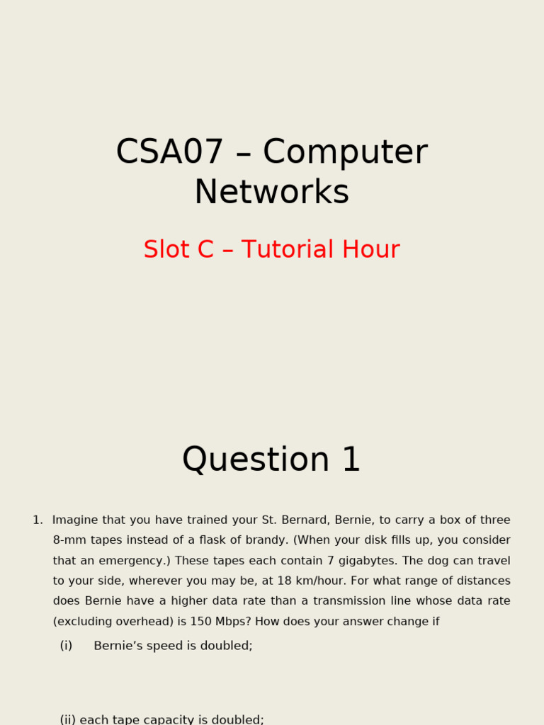 Slot C - CSA07 - Computer Networks - Tutorial Hour | PDF | Internet ...