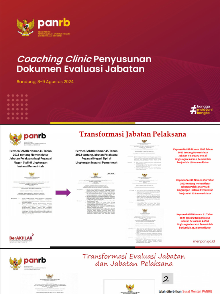 Coaching Clinic Penyusunan Dokumen Evaluasi Jabatan 8-9 Agustus 2024 | PDF