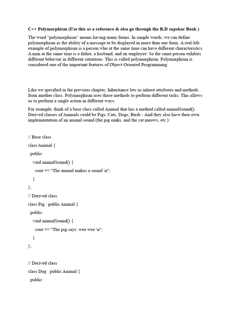 Polymorph is m | PDF | Inheritance (Object Oriented Programming ... Polymorph is m | PDF | Inheritance (Object Oriented Programming ...