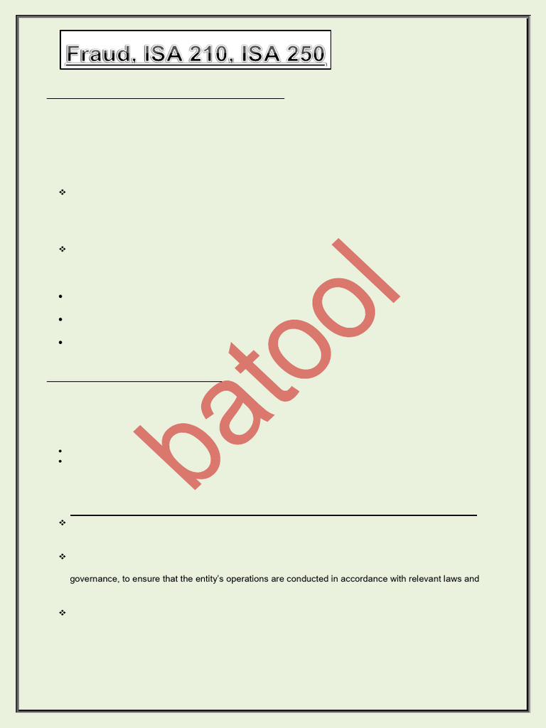 ISA 210 Audit Engagement Terms Explained | PDF | Audit | Financial ...