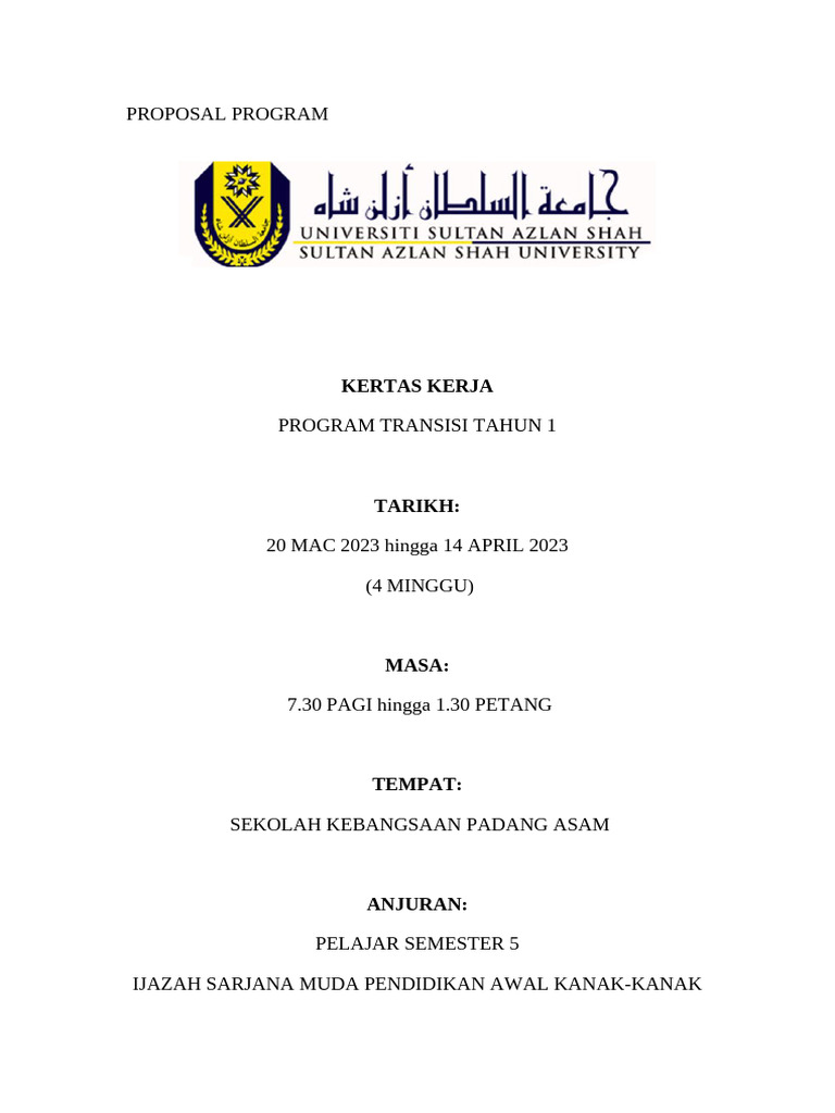 Kertas Kerja Program Transisi | PDF