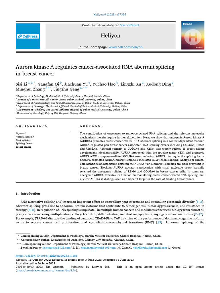 main | PDF | Rna Splicing | Carcinogenesis