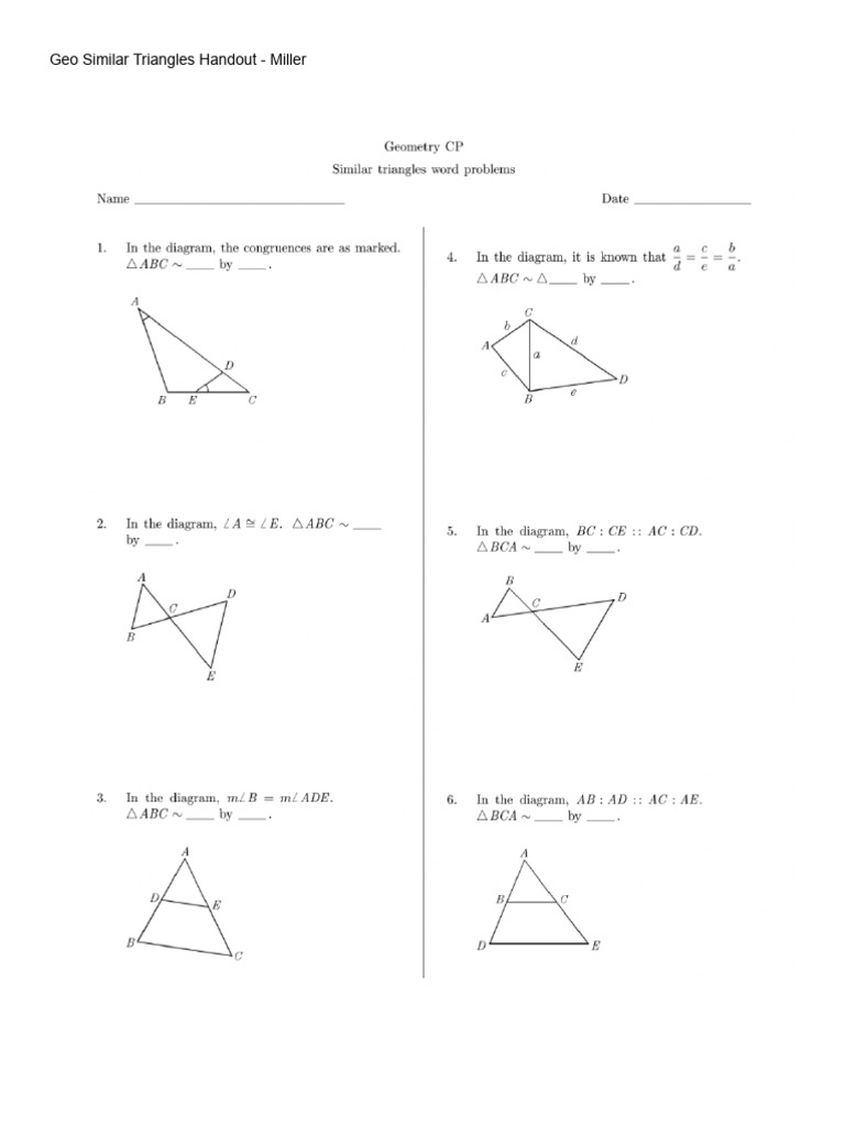 Geo Similar Triangles Handout | PDF