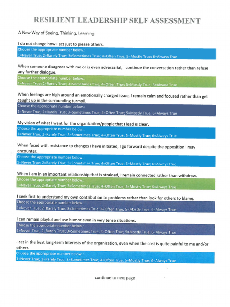 C. Resilient Leadership Self Assessment | PDF