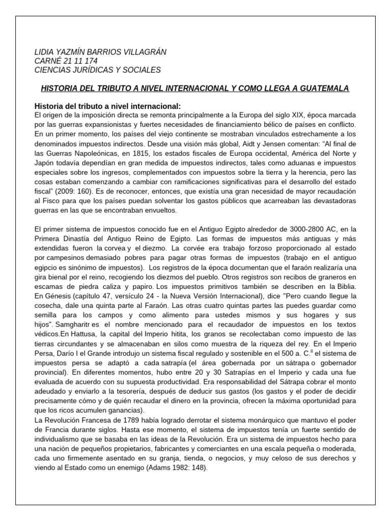 Historia Del Tributo | PDF | Impuestos