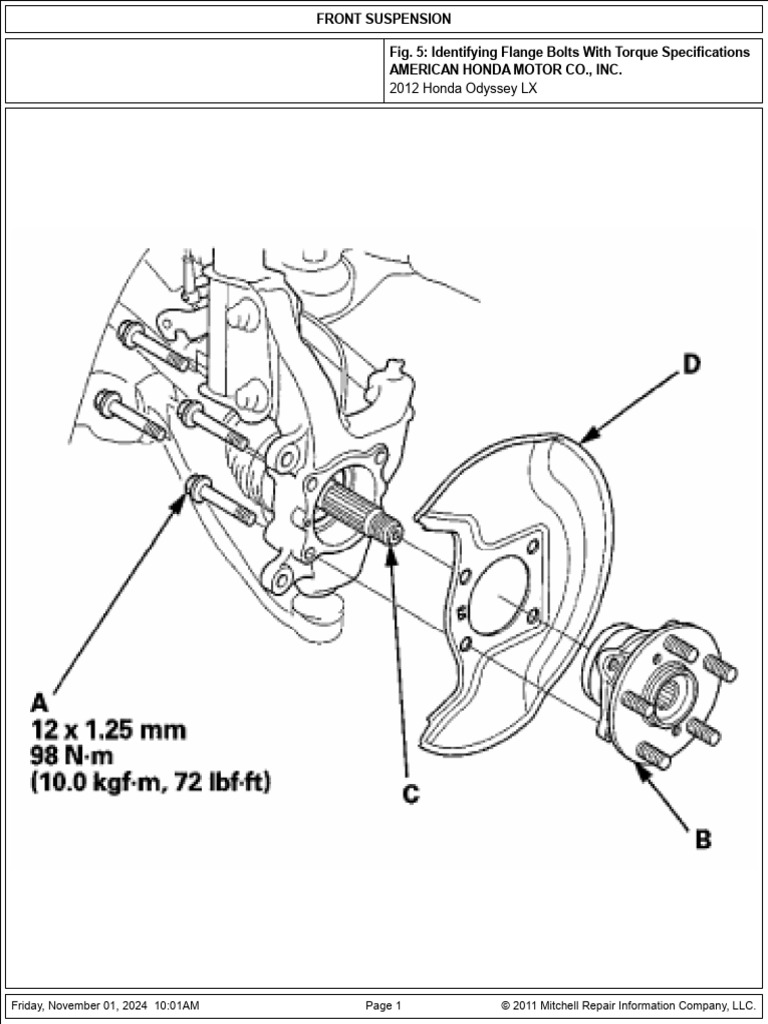 Wheel Torque Honda Odyssey