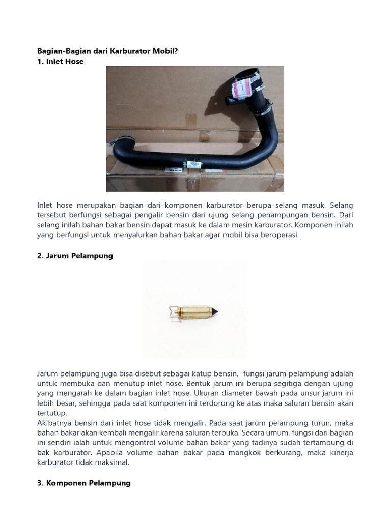Bagian Karburator | PDF | Teknologi & Rekayasa
