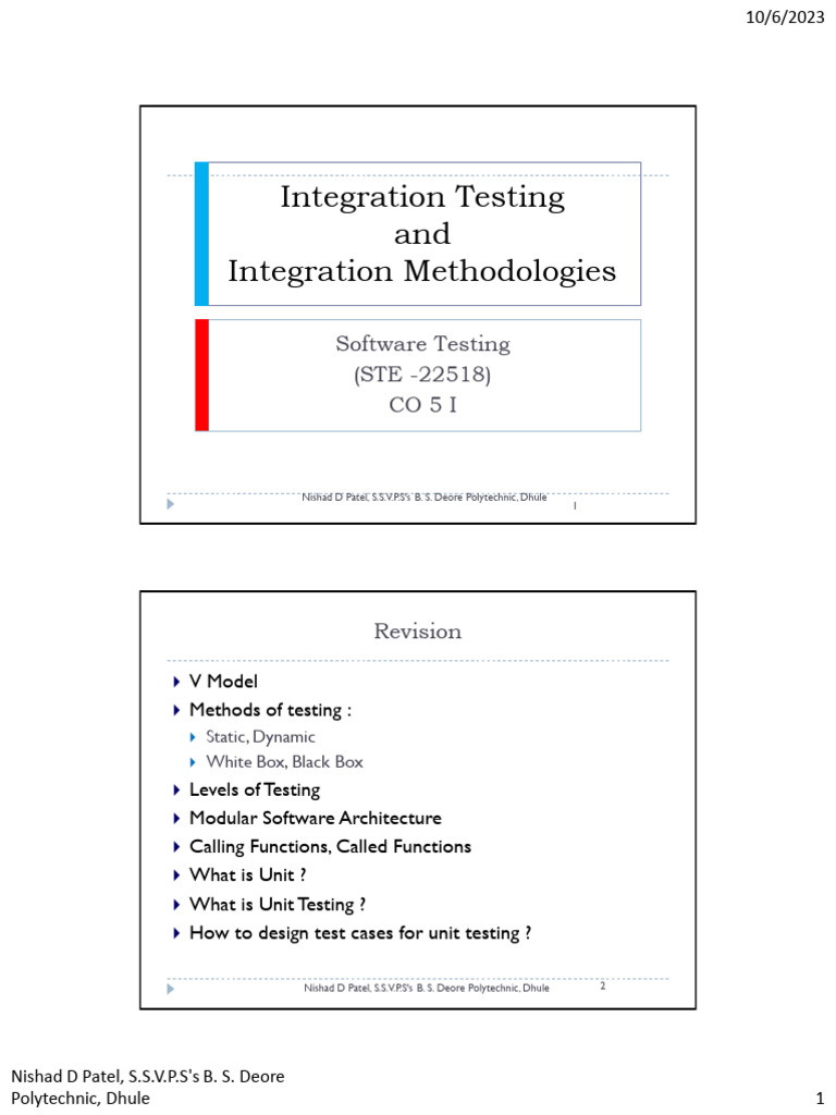 16 Integration Testing Pdf Software Testing Unit Testing