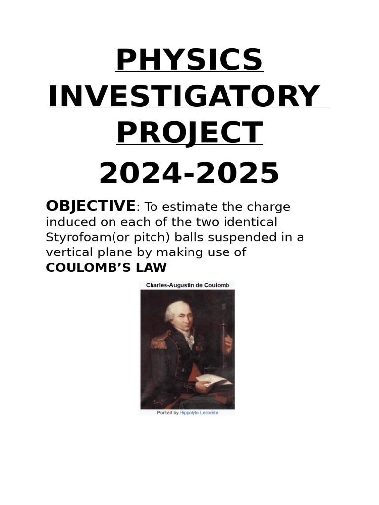 Physics Project Electrostatics | PDF | Electric Charge | Electrical ...