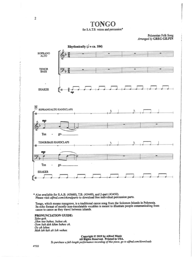 Tongo Sheet Music | PDF