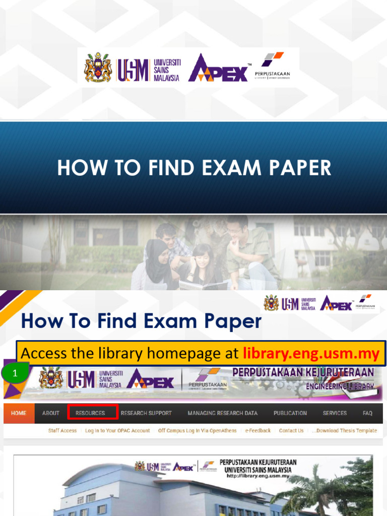 USM Library HOW TO FIND EXAM PAPER - WEBSITE | PDF | Career & Growth