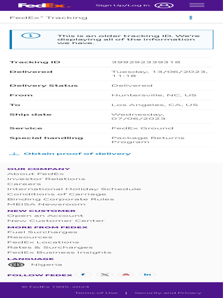 FedEx Package Tracking Information | PDF