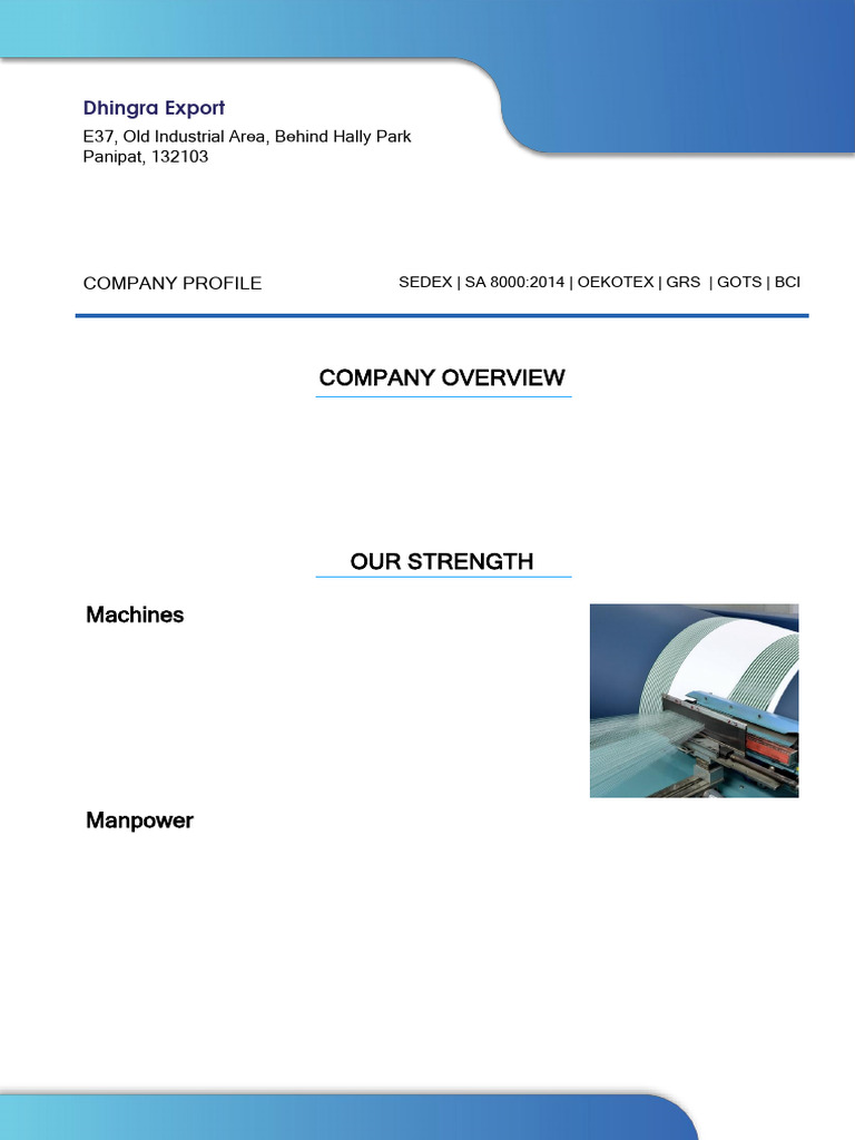 Dhingra Export - Company Profile | PDF | Carpet | Quilting