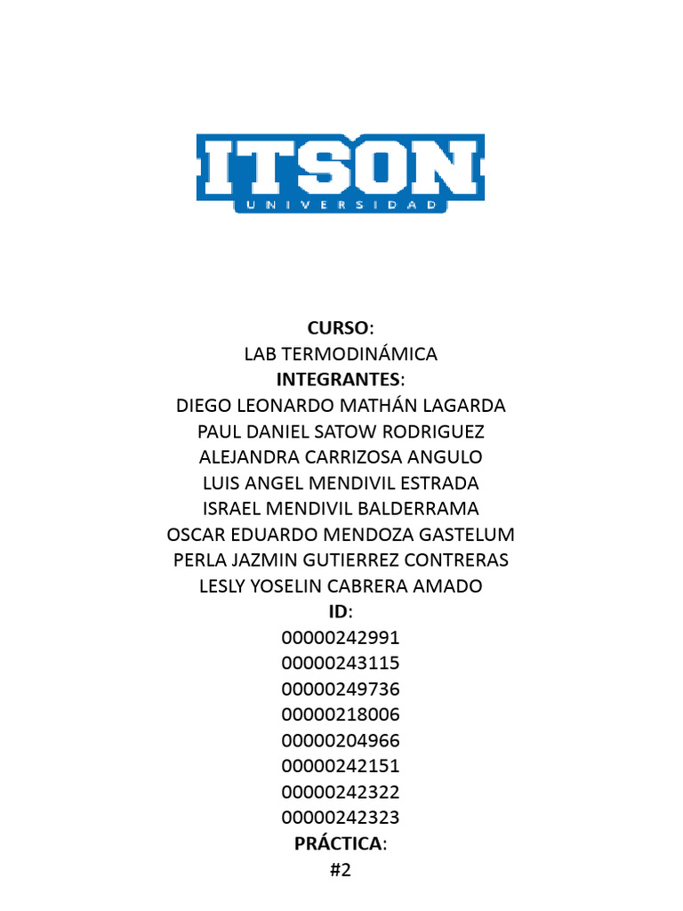 Practica 2 Termo Lab | PDF