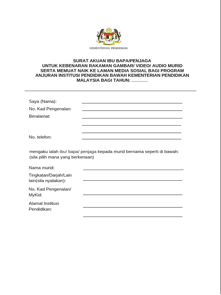 Surat Akuan Kebenaran Rakaman Media Bagi Program KPM | PDF
