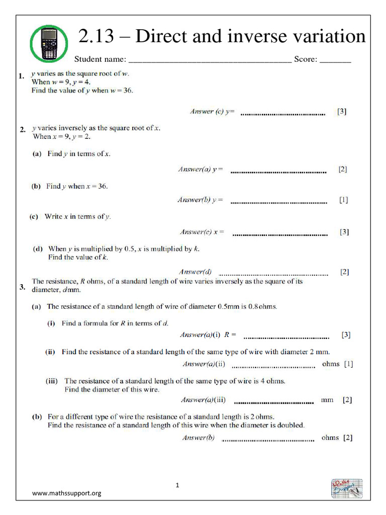 Direct and Inverse Variation Guide | PDF