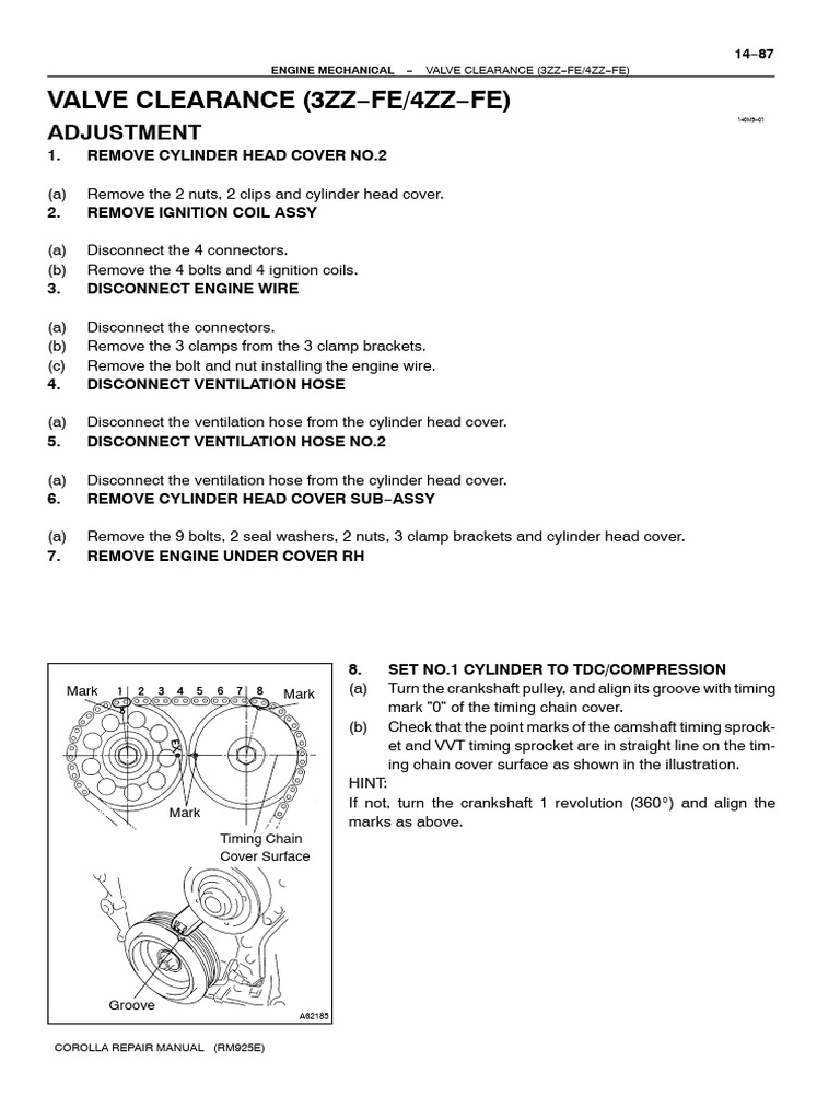 3ZZ/4ZZ Engine Timing and Torque Specs | PDF | Engine Technology | Machines