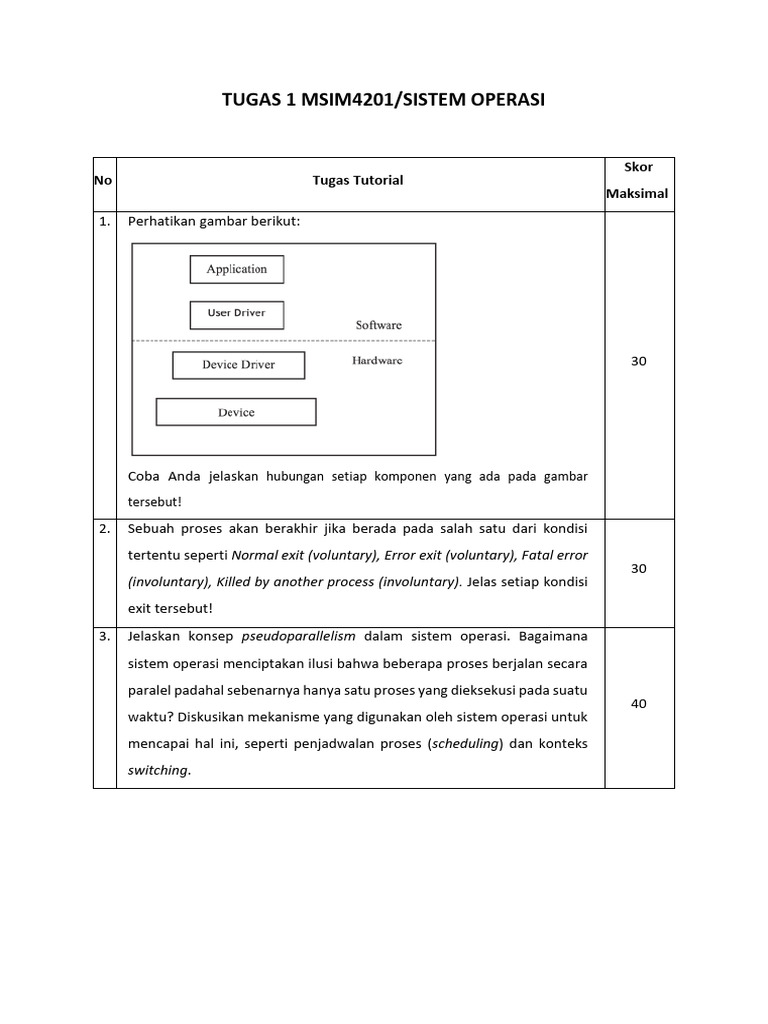 Soal Tugas 1 Sistem Operasi | PDF