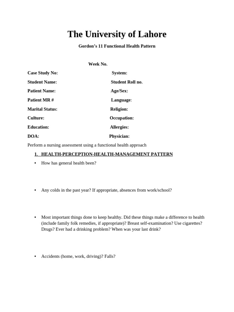 Functional Health Assessment | PDF | Menstruation | Breastfeeding