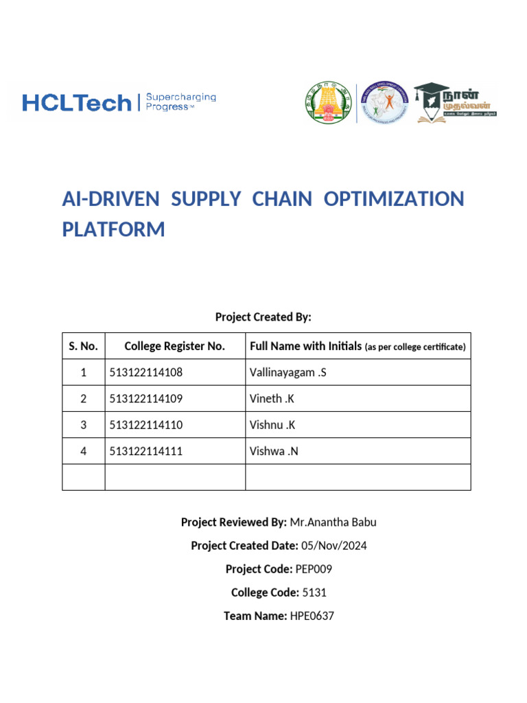 Ai Driven Supply Chain Optimization Platform | PDF | Supply Chain ...
