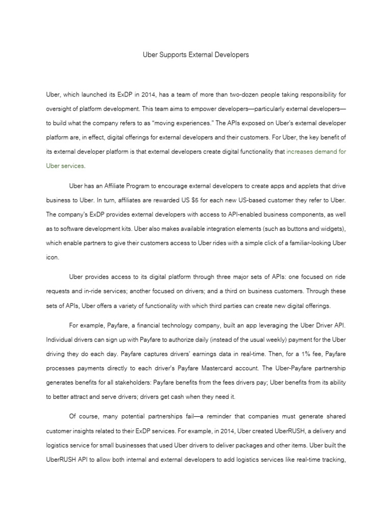 13 Uber Supports External Developers | PDF | Business | Computing