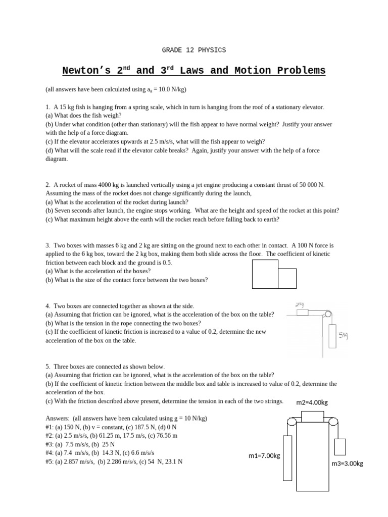 03a - Newtons 2nd and 3rd Laws and Motion Problems | PDF | Force | Rocket