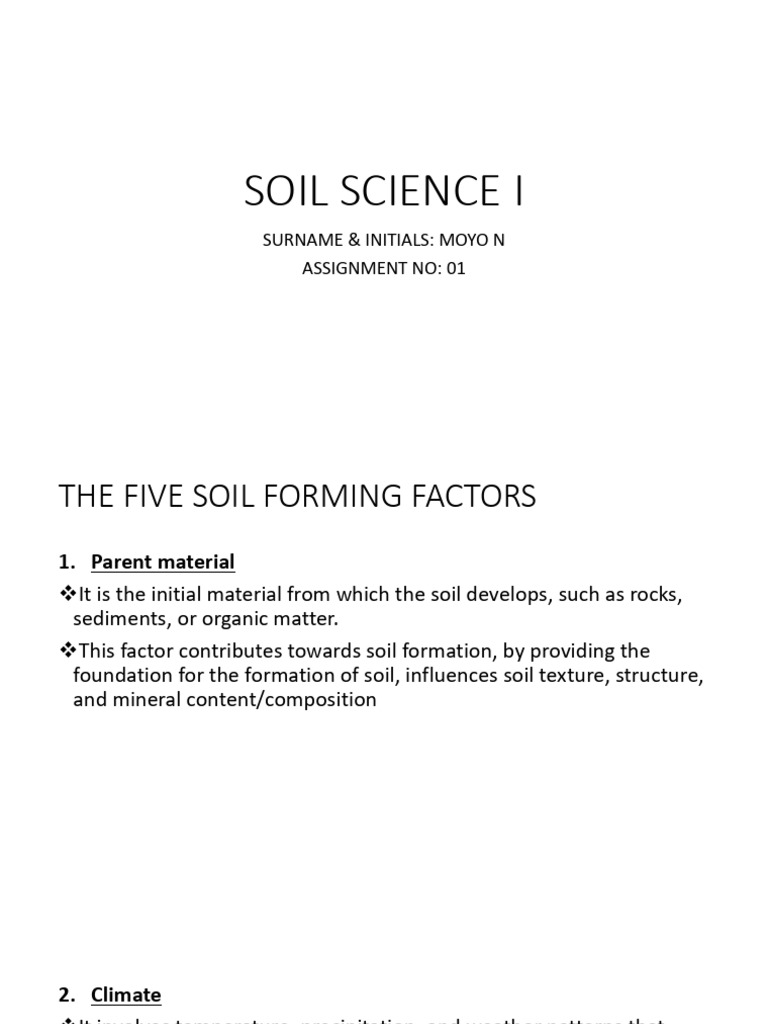 SOIL SCIENCE I assignment | PDF | Soil | Natural Materials SOIL SCIENCE I assignment | PDF | Soil | Natural Materials